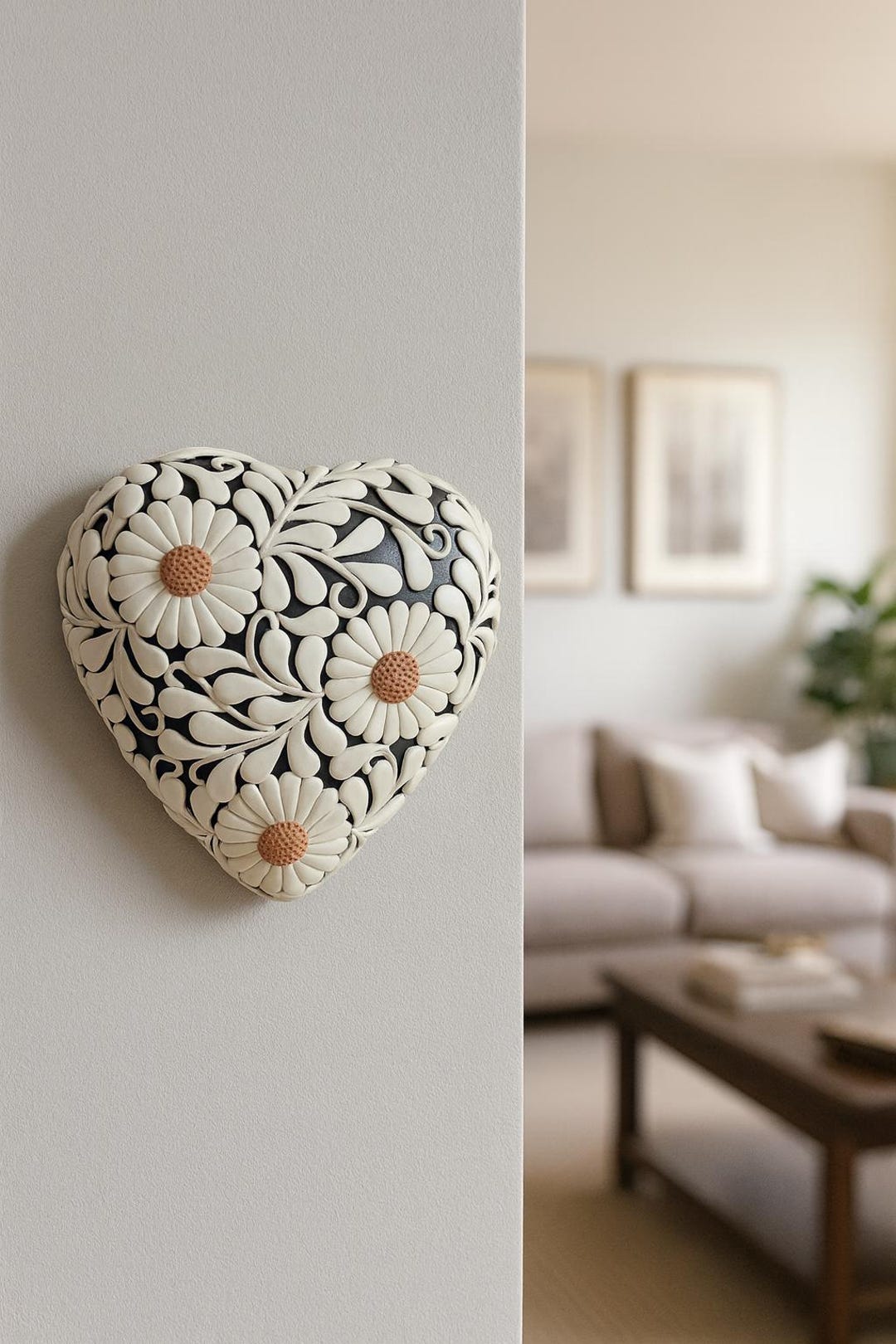 Barro Heart Shaped Wall Decor | Daisy Design | Lead Free - Etsy