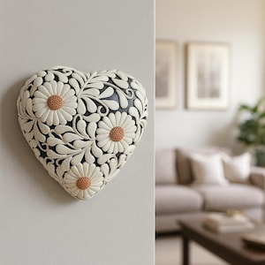 Barro Heart Shaped Wall Decor | Daisy Design | Lead Free - Etsy