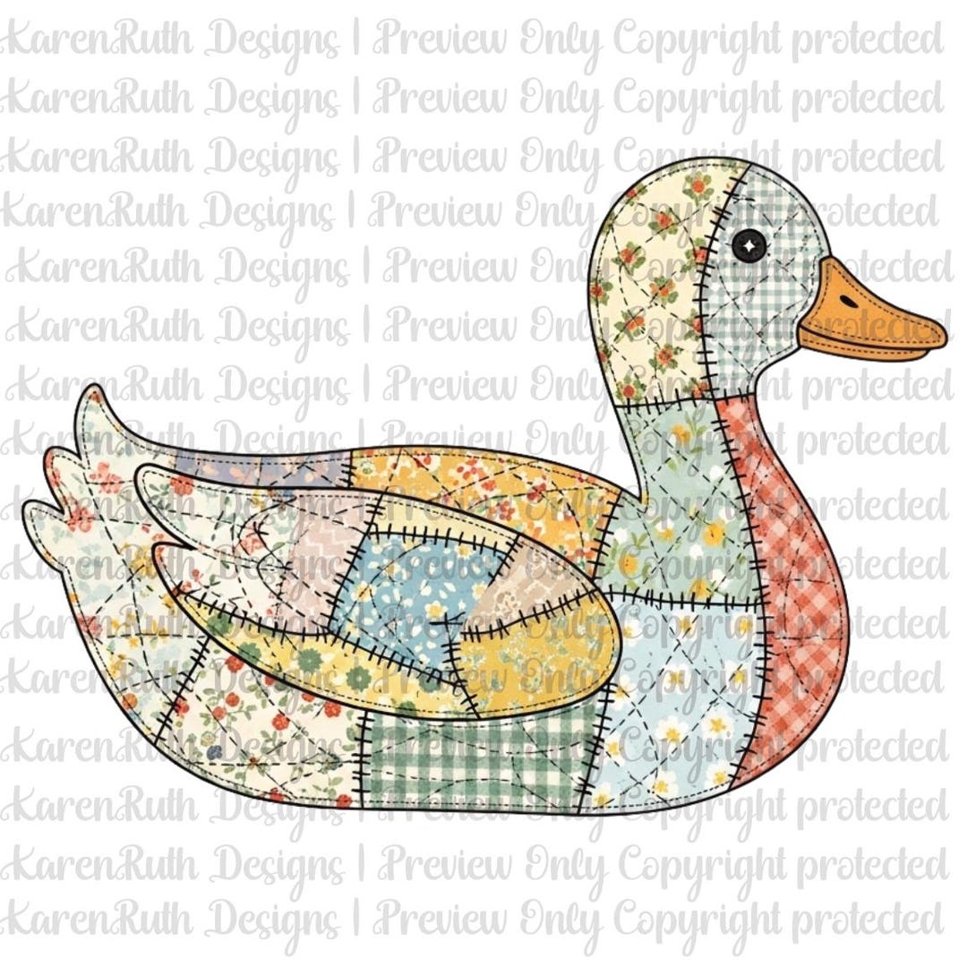 Patchwork Duck PNG | Folk Art Duck Clipart | Cottagecore Farmhouse Duck ...