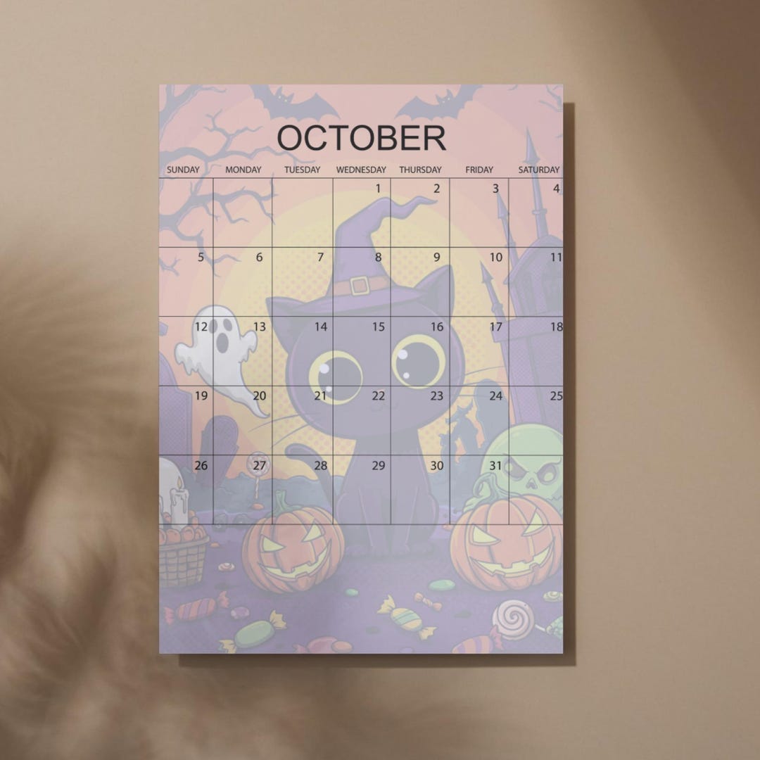 Halloween Printable Calendar: October 2025 Monthly Planner (PDF, PNG ...
