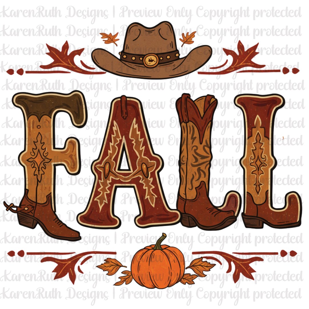 Western Fall Cowboy Boots PNG, Autumn Design (digital Download) - Etsy