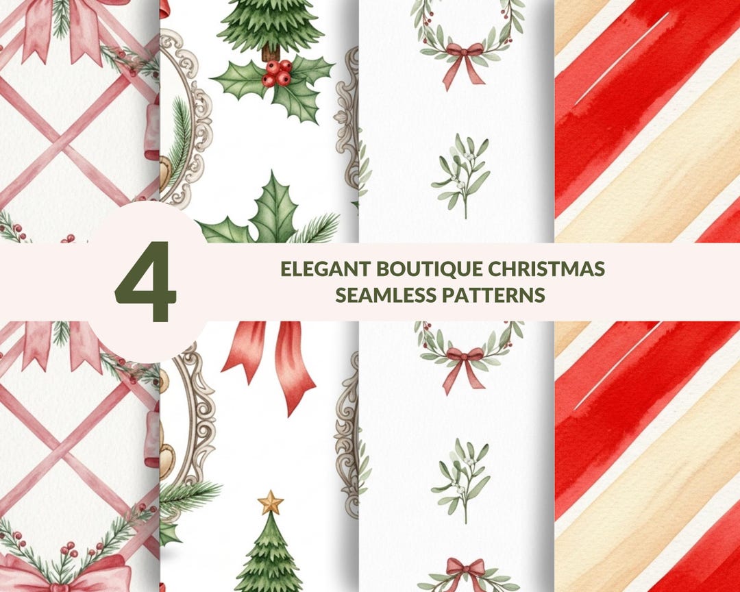 Watercolor Christmas Digital Paper 4 Seamless Patterns Teddy Bear ...