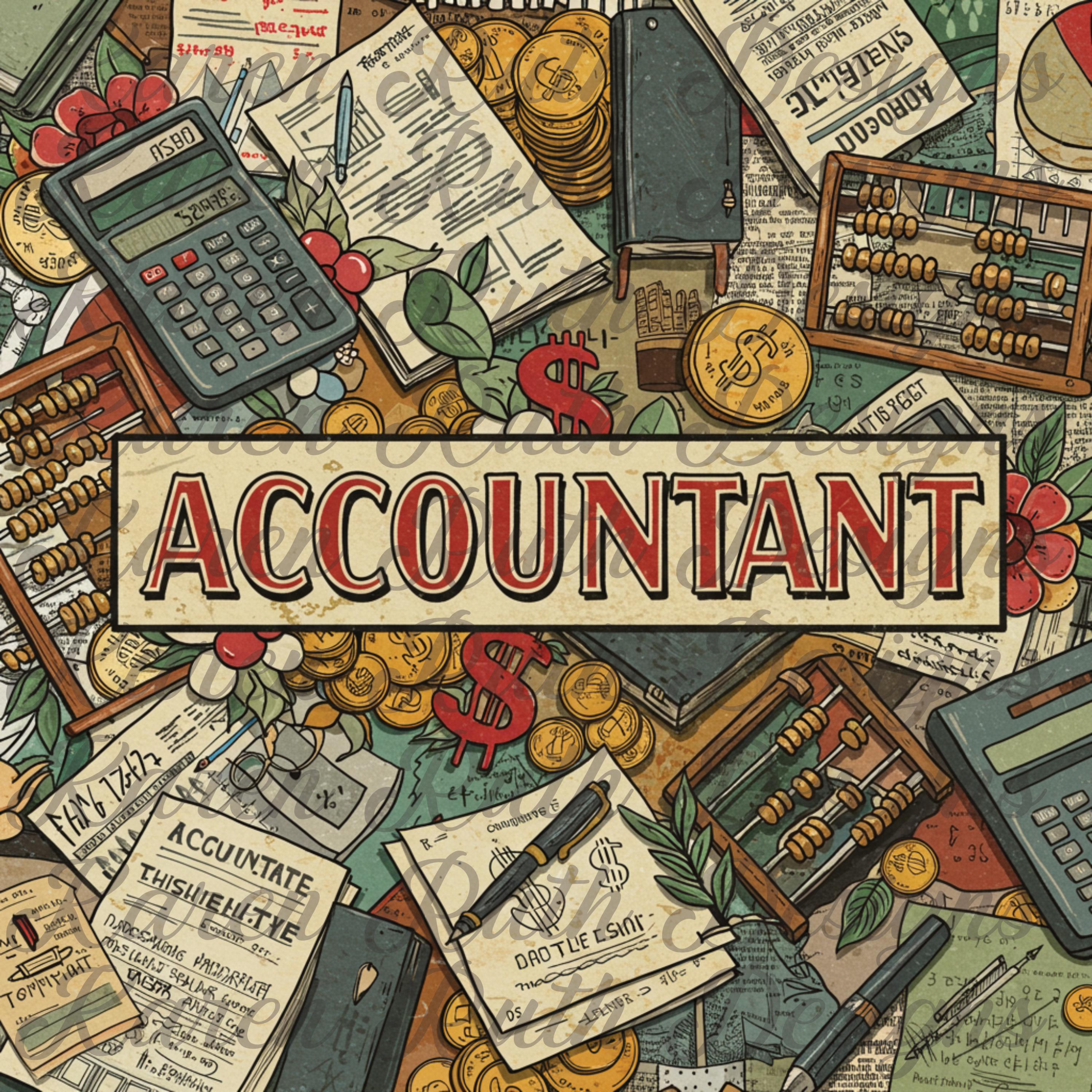 Accountant Collage PNG: Printable Bookkeeping Clip Art (digital ...