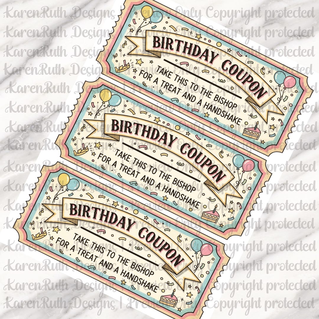 Bishop Birthday Buck Printable LDS Primary Birthday Coupon Bishop Buck ...