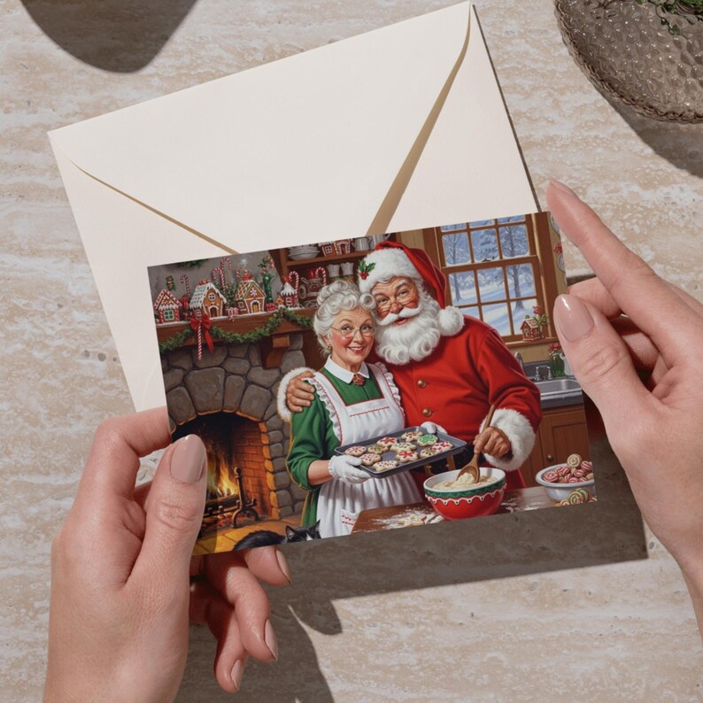 Christmas Kitchen Decor Santa and Mrs Claus Making Cookies PNG Digital ...