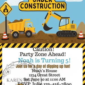 Editable Construction Birthday Invitation – Mobile & Printable Versions ...