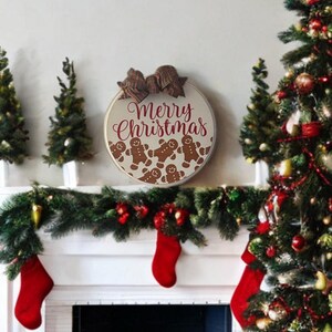 Gingerbread Man Sign, Christmas Door Hanger, Merry Christmas Sign, Wood ...