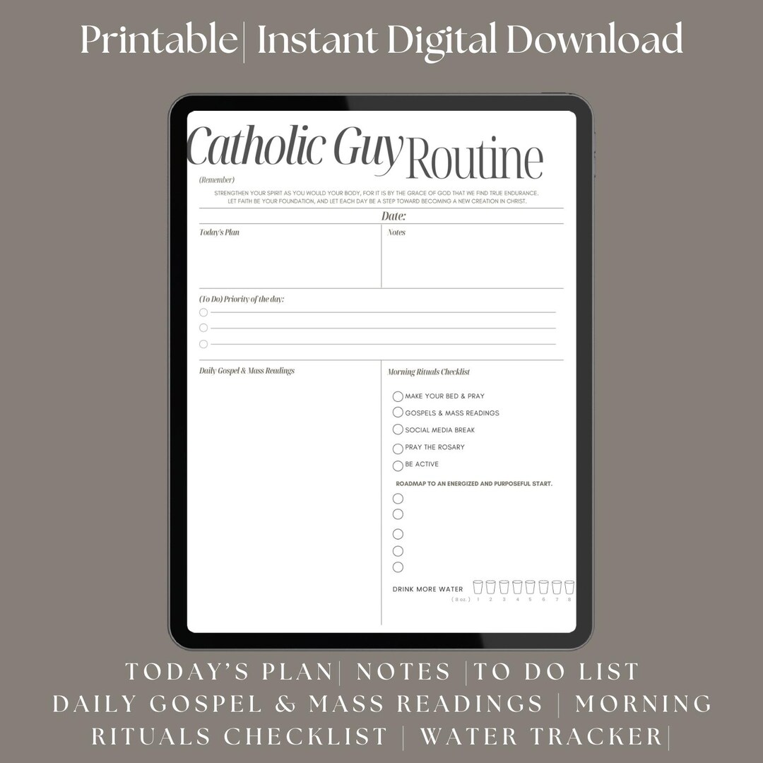 Catholic Guy Routine PRINTABLE 8.5x11 Task List Digital DOWNLOAD Only ...