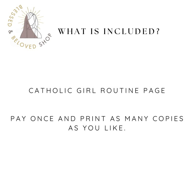 Catholic Girl Routine PRINTABLE 8.5x11 Task List Digital DOWNLOAD Only ...