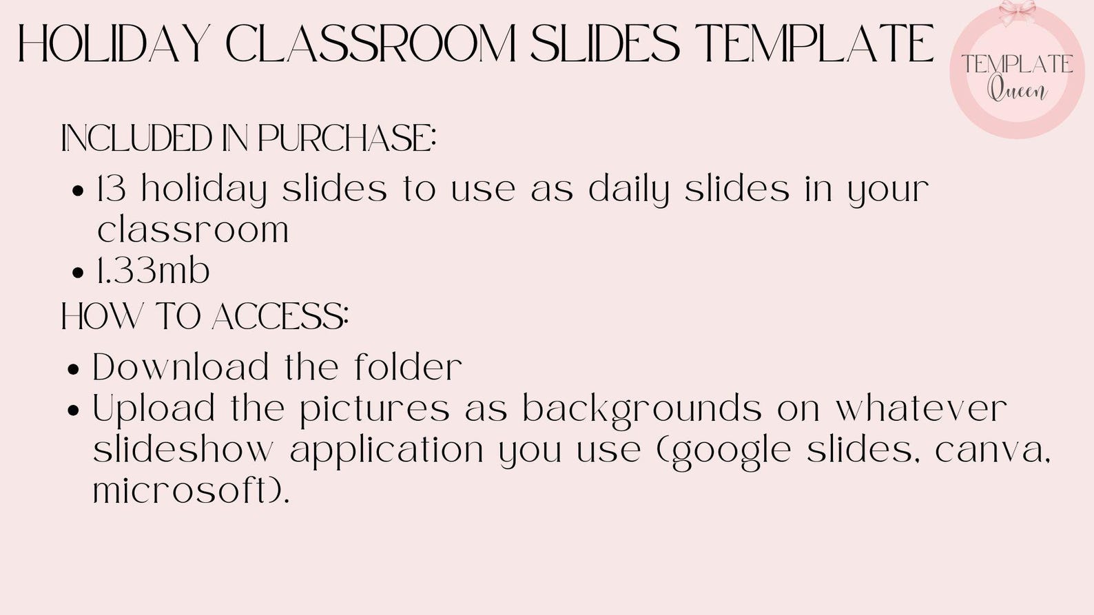 Holiday Classroom Slides Template - Etsy
