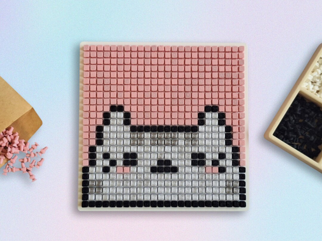 Pixel Art Kawaii Cat Puzzle - Complete Assembly Kit - Etsy