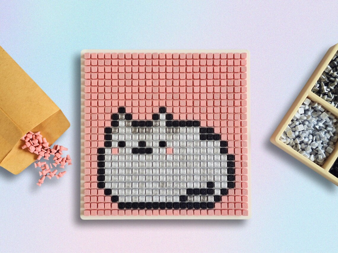 Pixel Art Kawaii Cat Puzzle - Complete Assembly Kit - Etsy