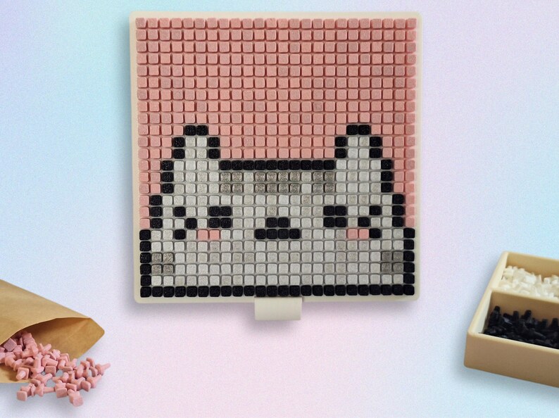 Pixel Art Kawaii Cat Puzzle - Complete Assembly Kit - Etsy