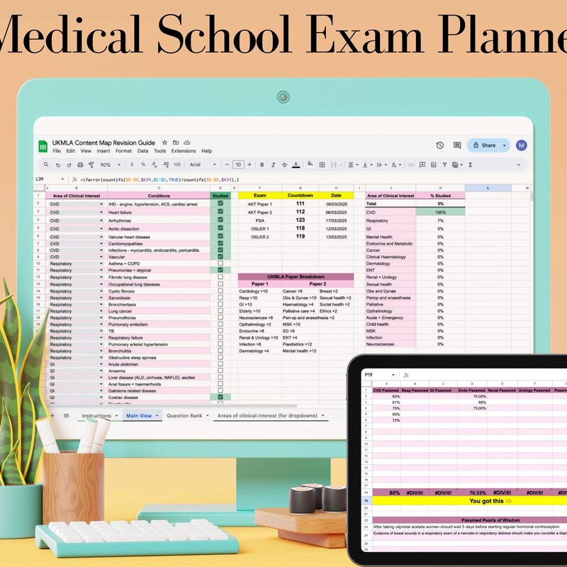Study Progress Google Sheet - Etsy UK