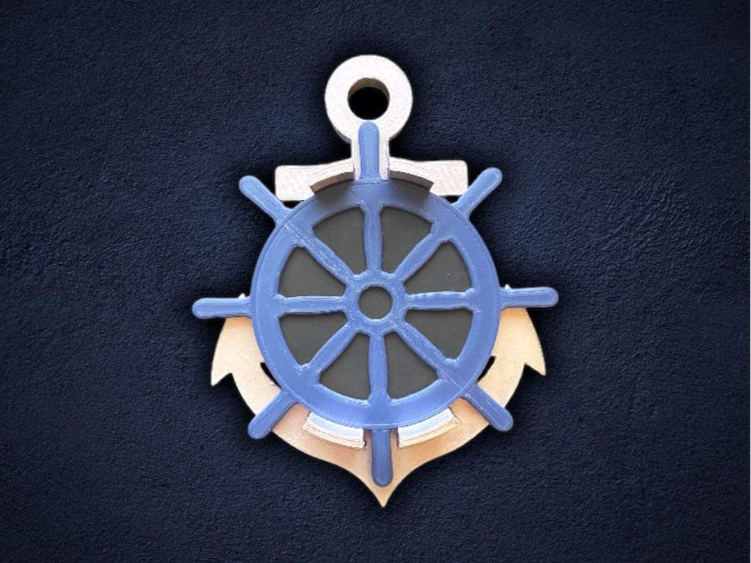 3D Printable Coaster Set Ships Wheel & Anchor Digital File - Etsy
