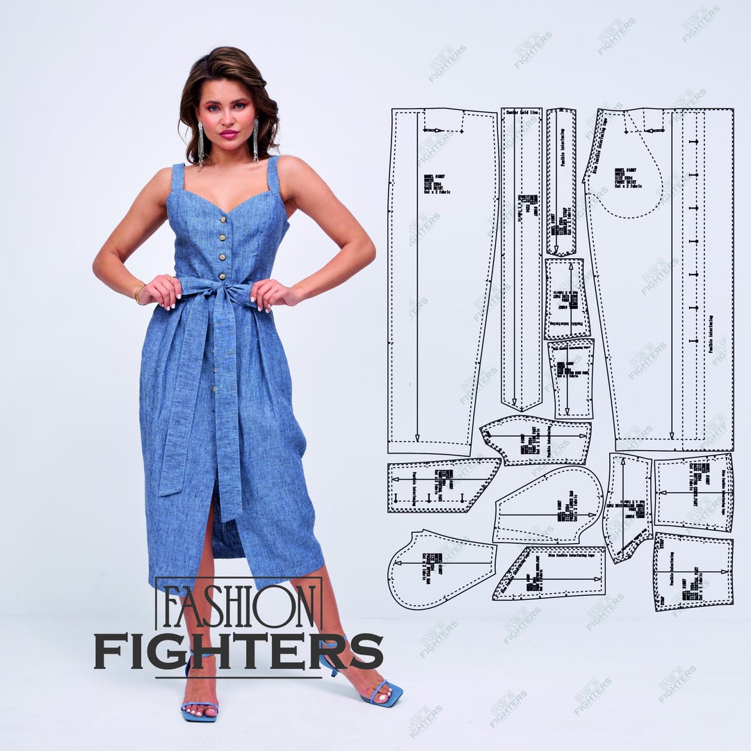 Linen Dress Sewing Pattern | Fashion Fighters | US Size 2-20 (PDF A4+A0 ...