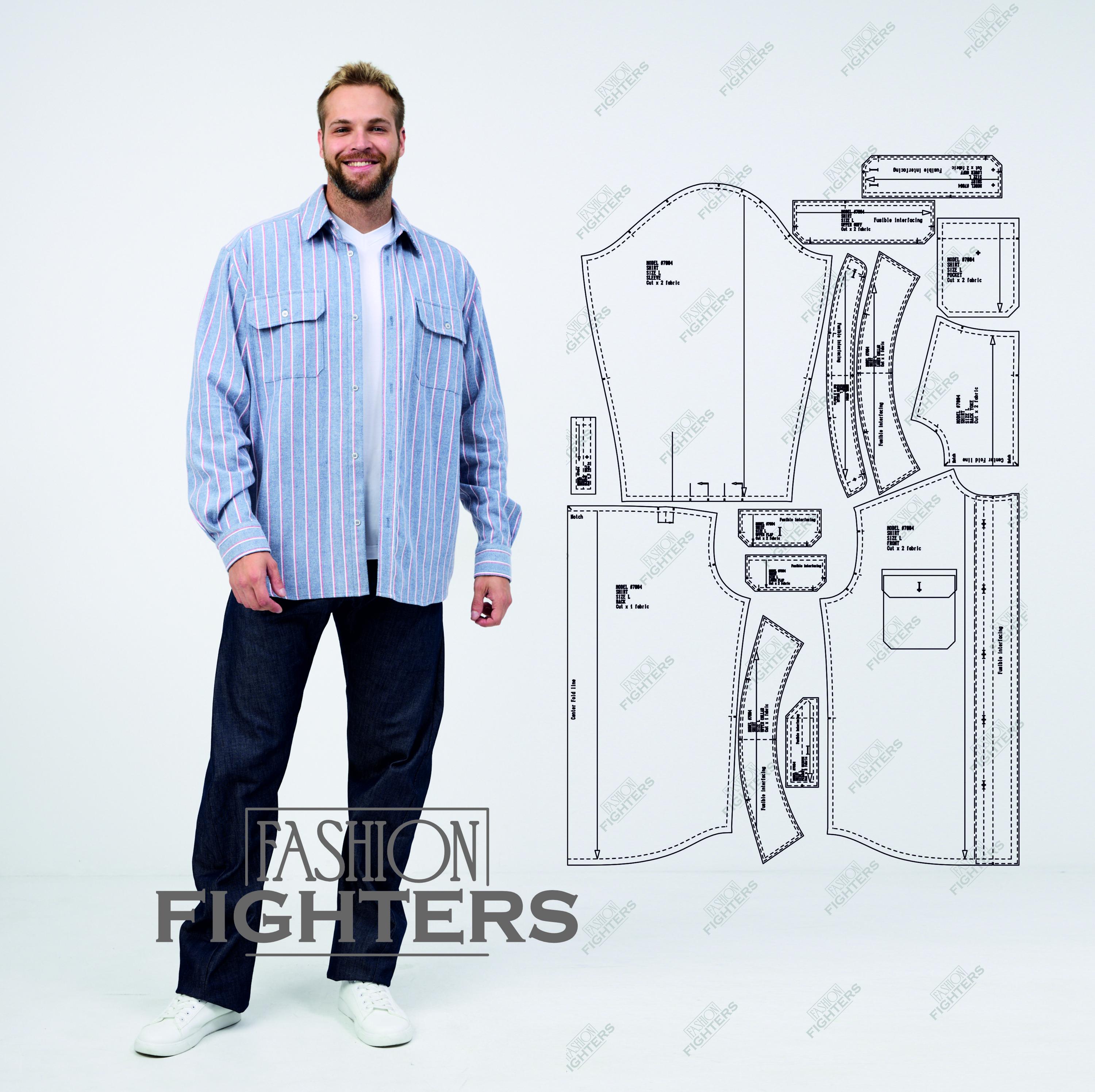 Men's Flannel Shirt Sewing Pattern | Fashion Fighters | Size S-5XL (PDF ...