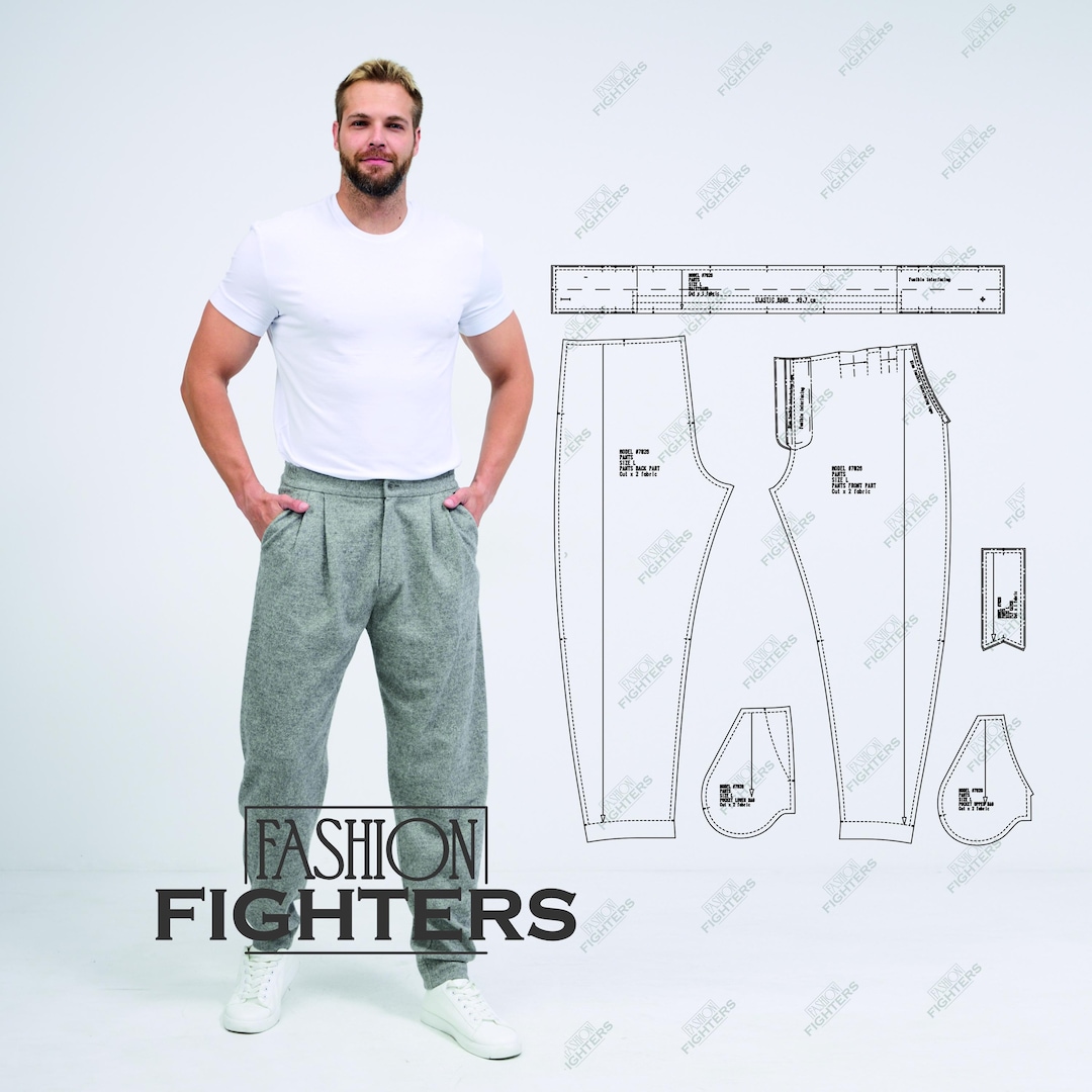 Men's Pants Sewing Pattern | Fashion Fighters | Size S-5XL (PDF A4+A0 ...