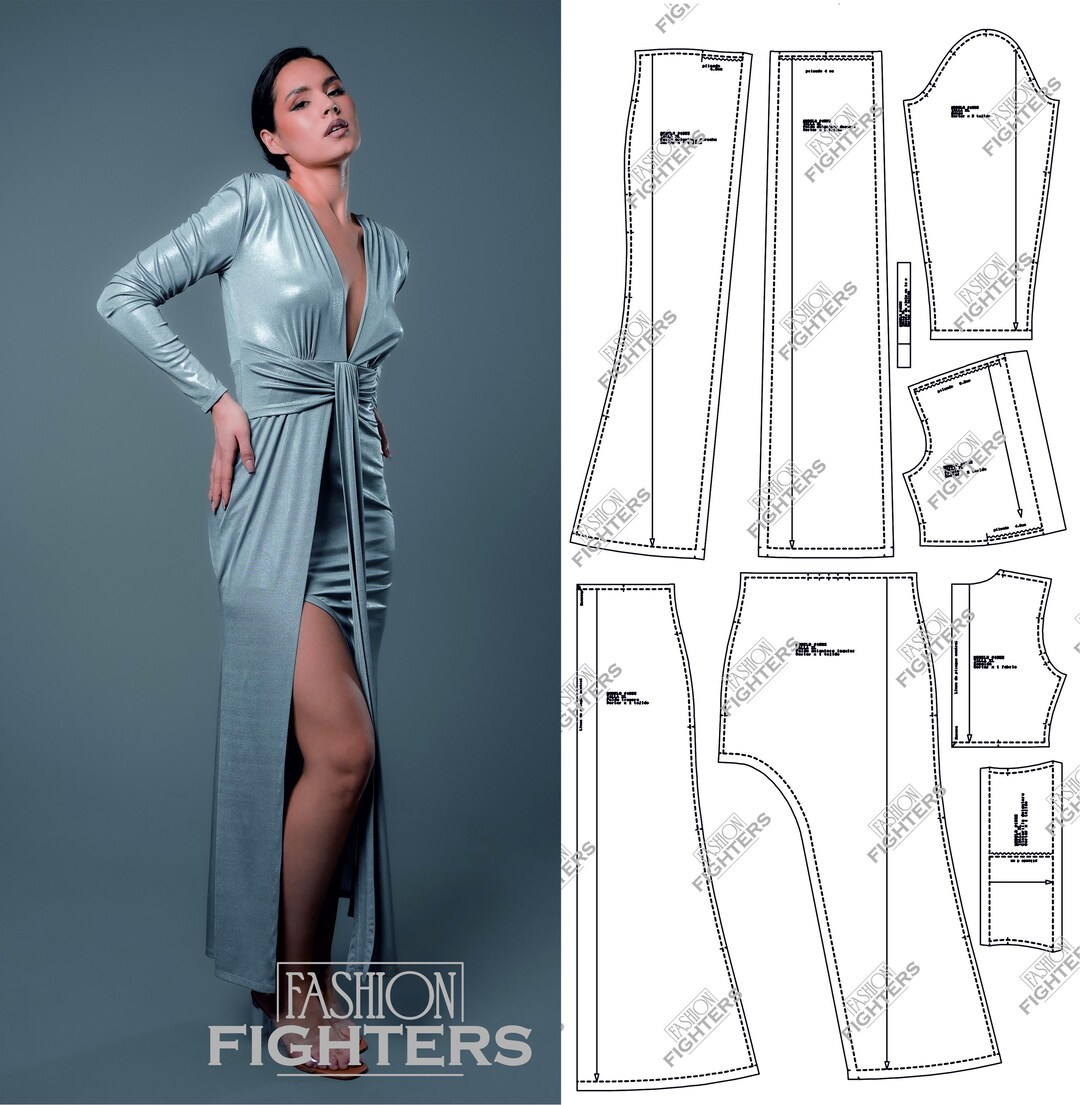 Dress fashion Fighters Digital Sewing Patterns Size US 14 EU 46heigh 5 ...