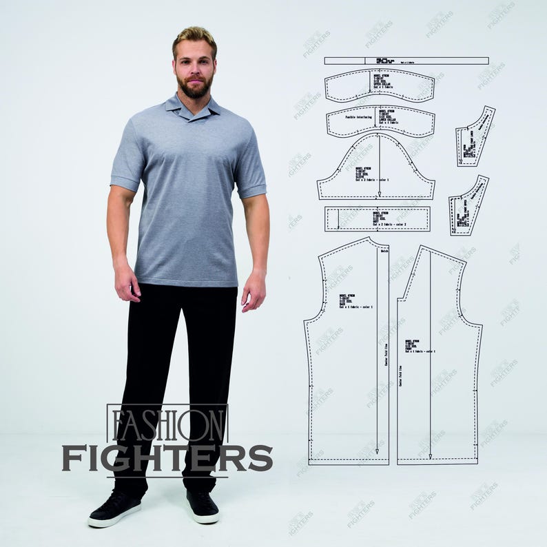 Men's Polo Shirt Sewing Pattern | Fashion Fighters | Size S-5XL (PDF A4 ...