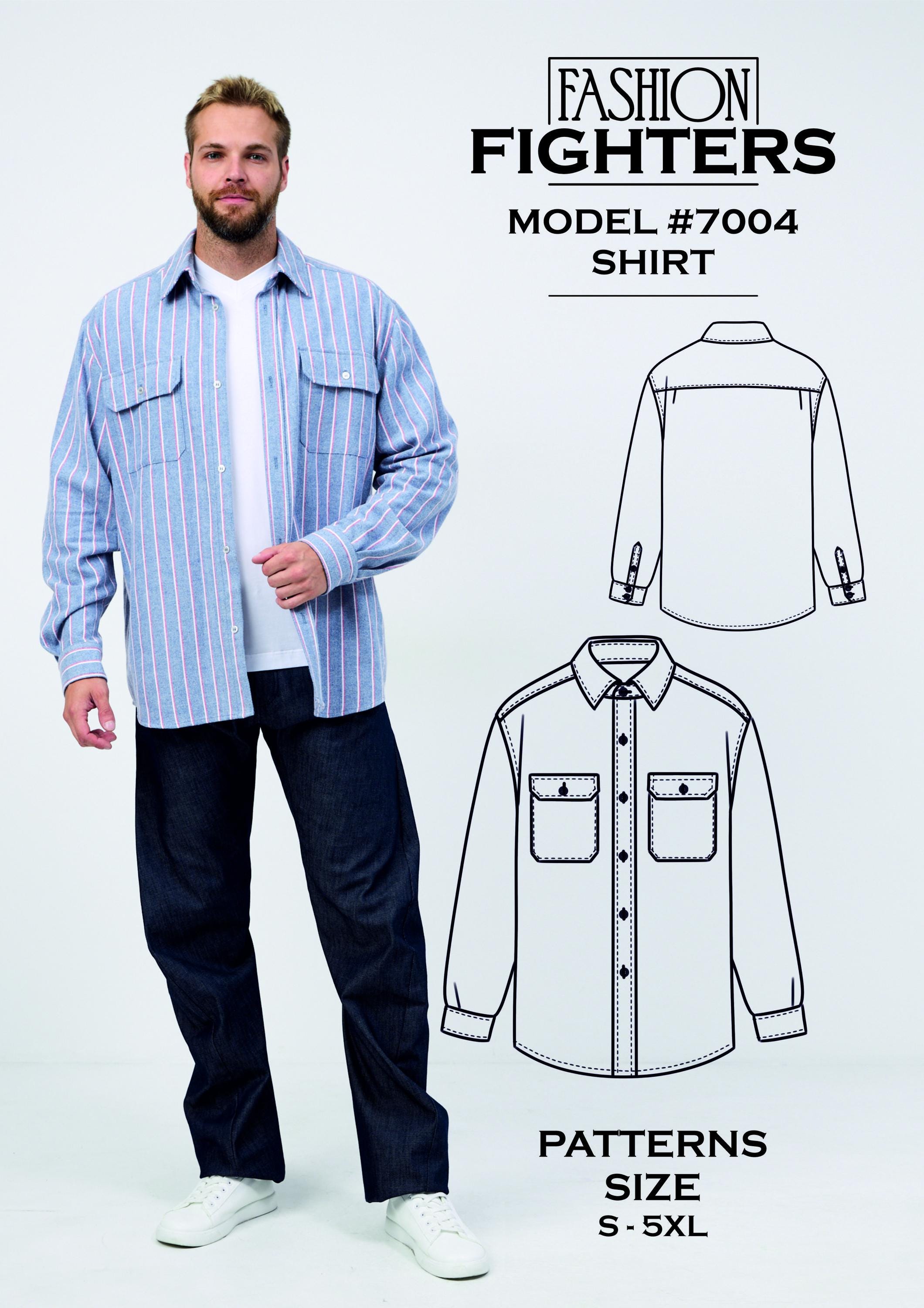 Men's Flannel Shirt Sewing Pattern | Fashion Fighters | Size S-5XL (PDF ...