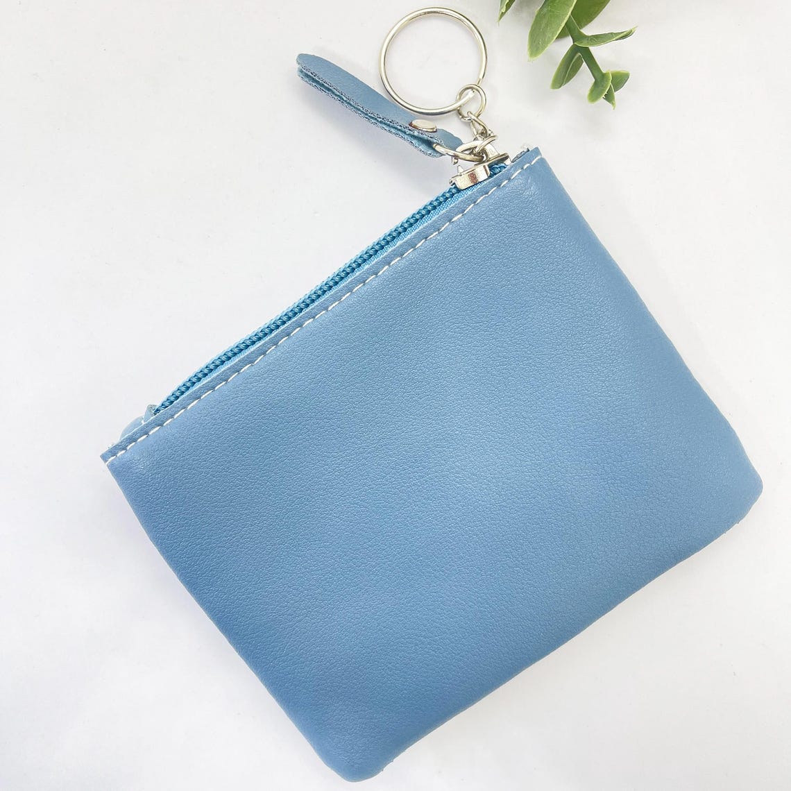 Personalised Coin Pouch, Small Leather Zipped Purse, Keyring Coin Purse ...