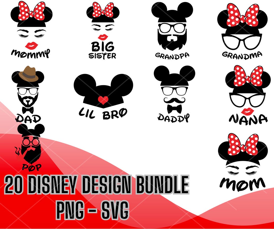 20 Disney Family Bundle SVG Png,mickey Mouse Family Png Svg ...