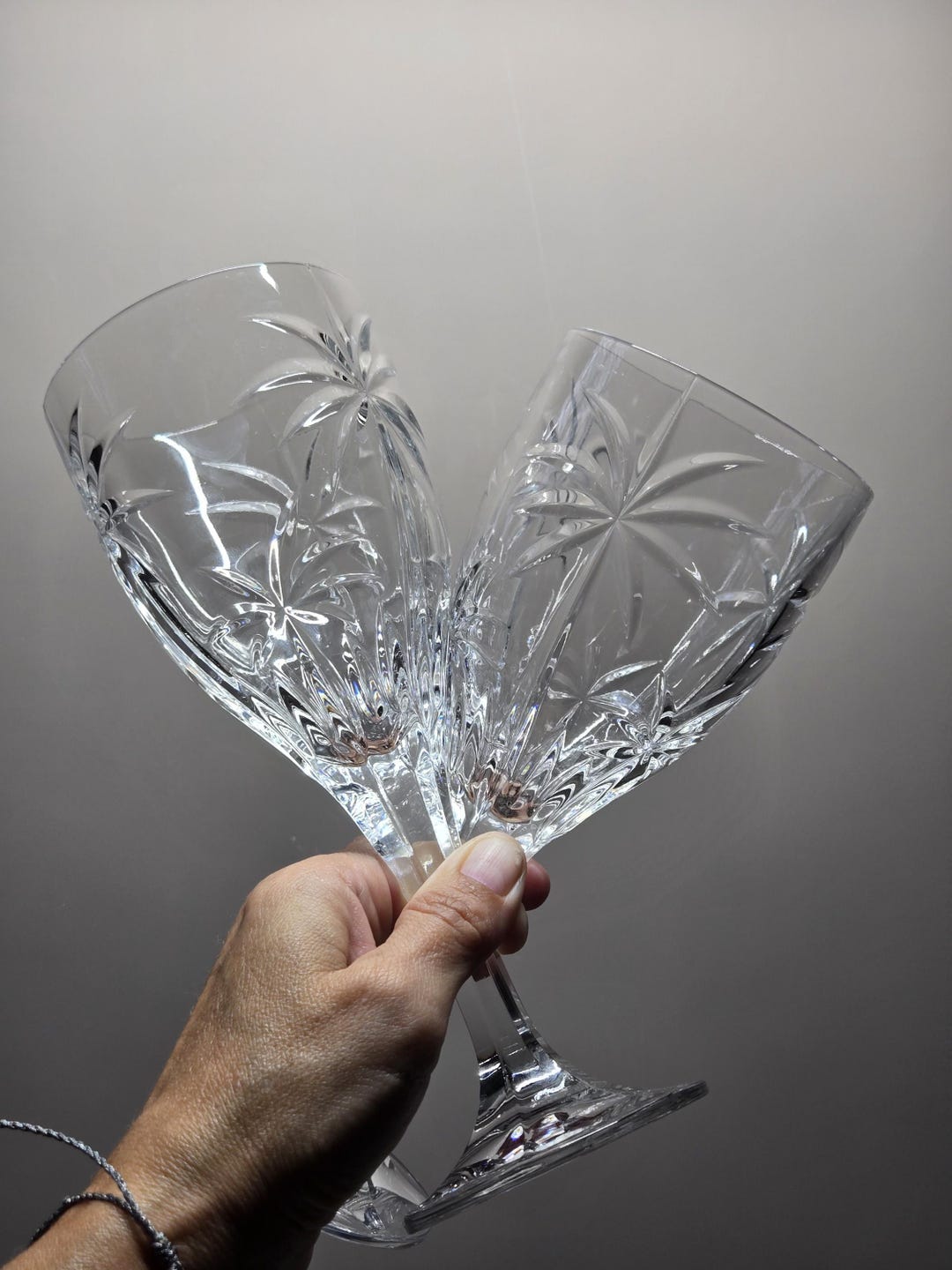 Set of 2 Stylish Palm Tree Crystal Water Goblets by Godinger - Etsy
