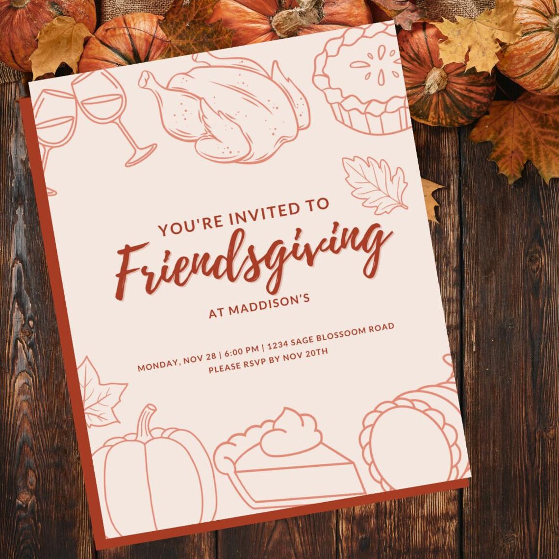 Friendsgiving Invitation Canva Template Digital/printable - Etsy