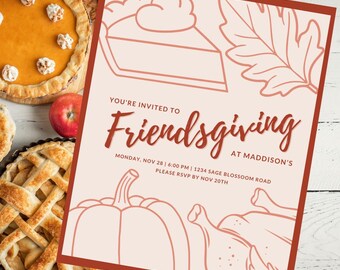 Friendsgiving Invitation Canva Template Digital/printable - Etsy