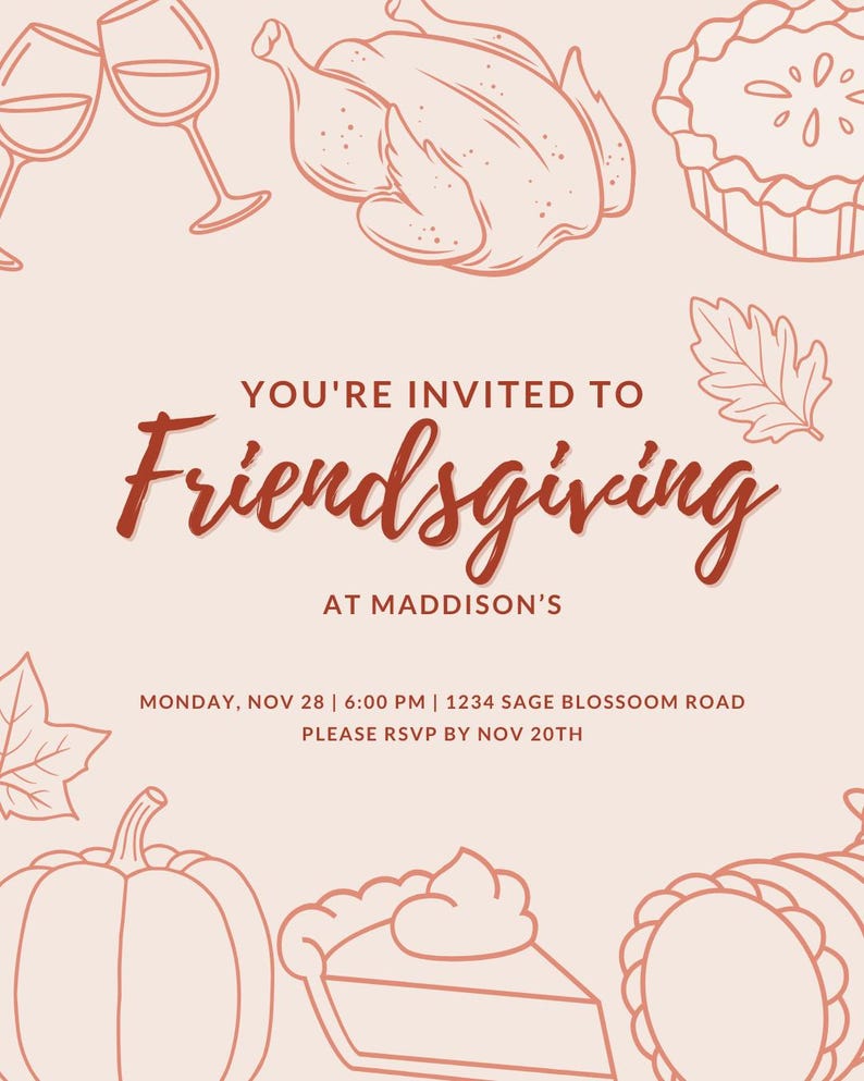 Friendsgiving Invitation Canva Template Digital/printable - Etsy