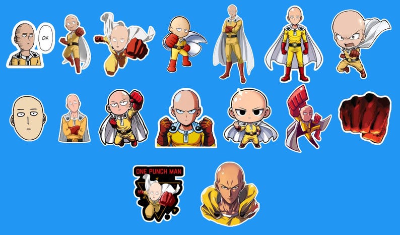 One Punch Man Saitama Stickers 16 Stickers - Etsy
