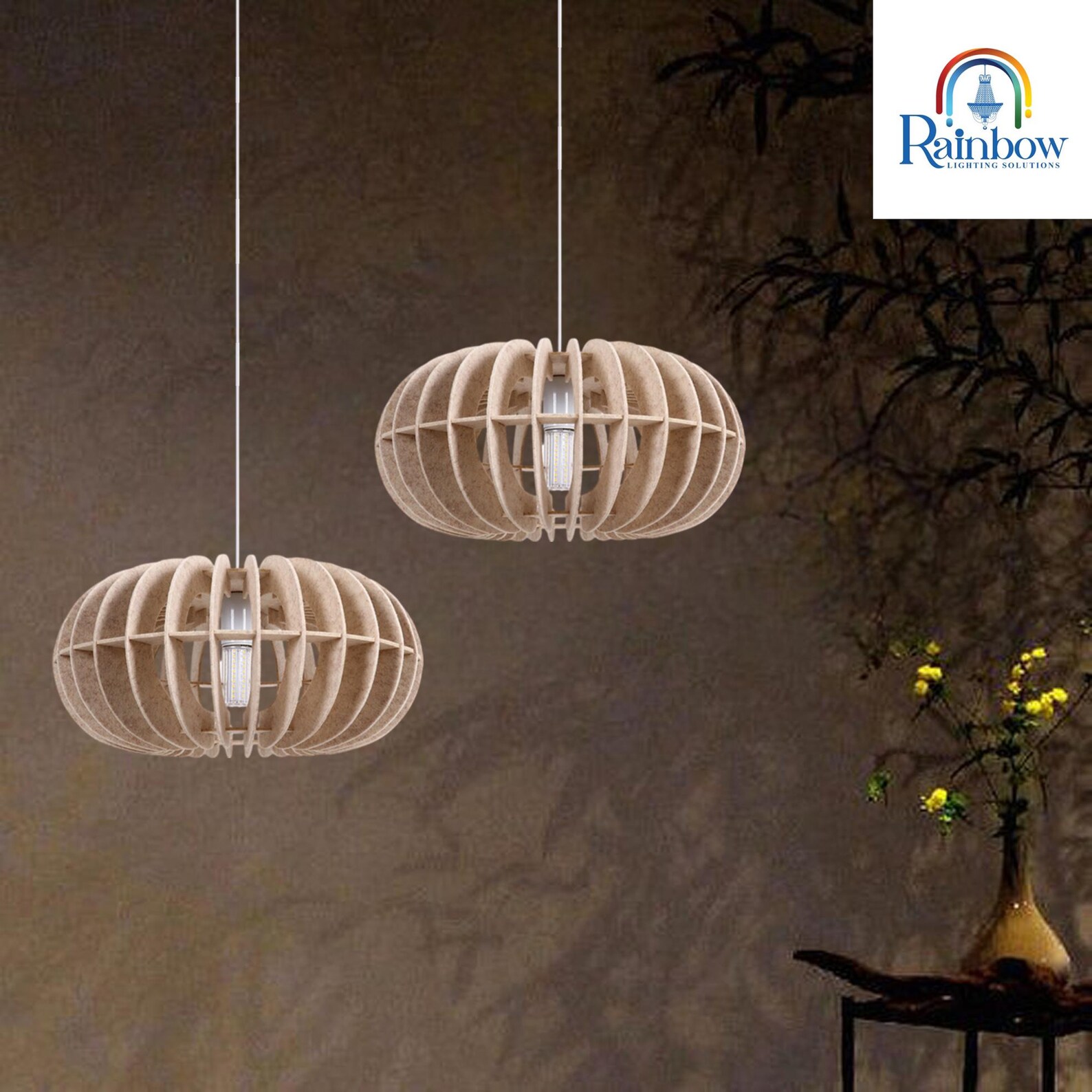 Japanese Pumpkin Felt Pendant Light | Beige Acoustic LED Ceiling ...