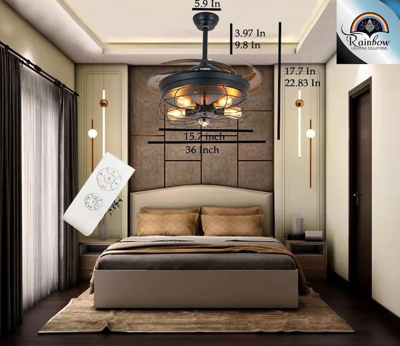 Vintage Charm: 42-inch Industrial Ceiling Fan With Retractable Blades ...