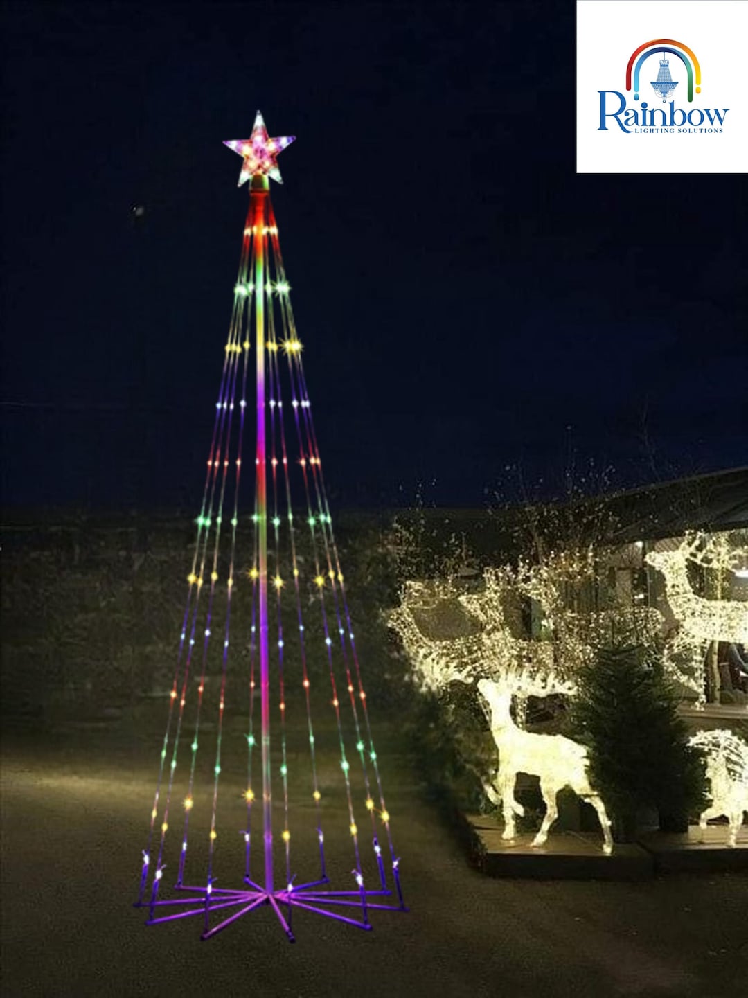 Solar-powered LED Outdoor Christmas Tree Light: Illuminated Cone Xmas ...