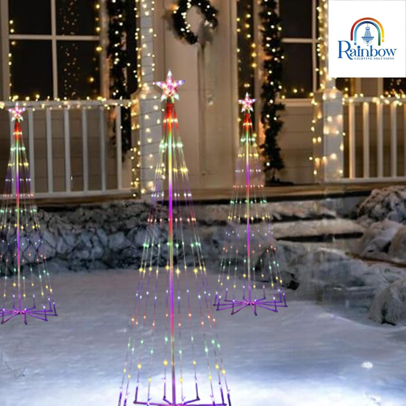 Solar-powered LED Outdoor Christmas Tree Light: Illuminated Cone Xmas ...