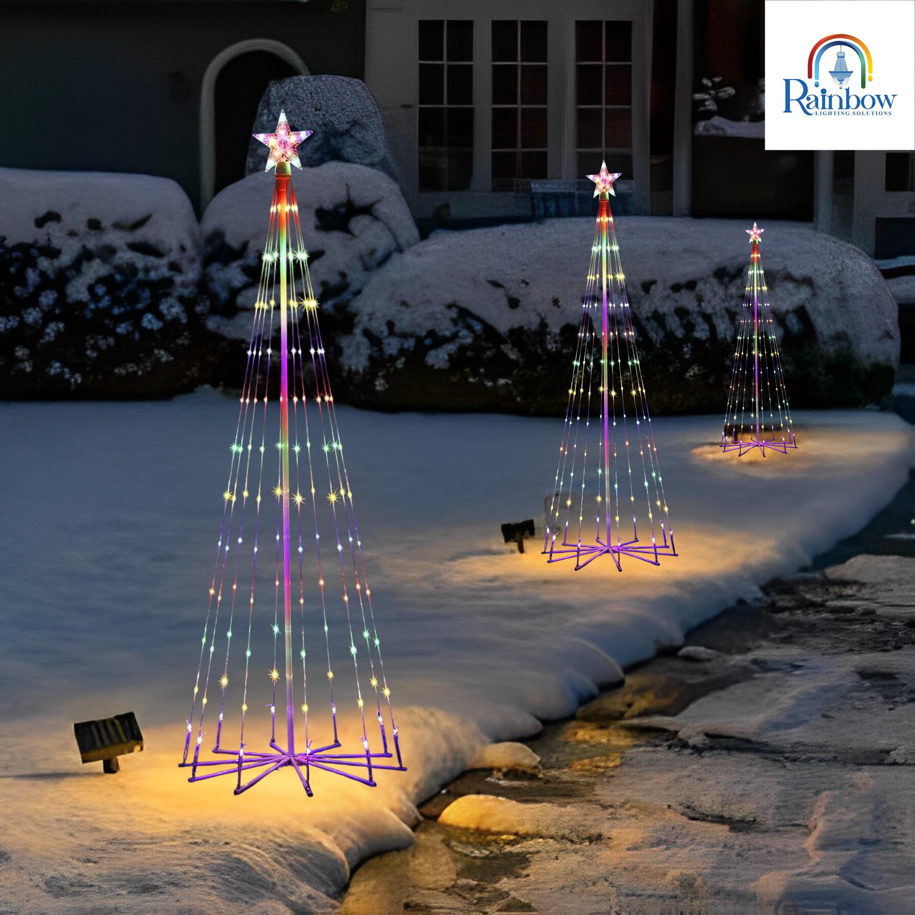 Solar-powered LED Outdoor Christmas Tree Light: Illuminated Cone Xmas ...