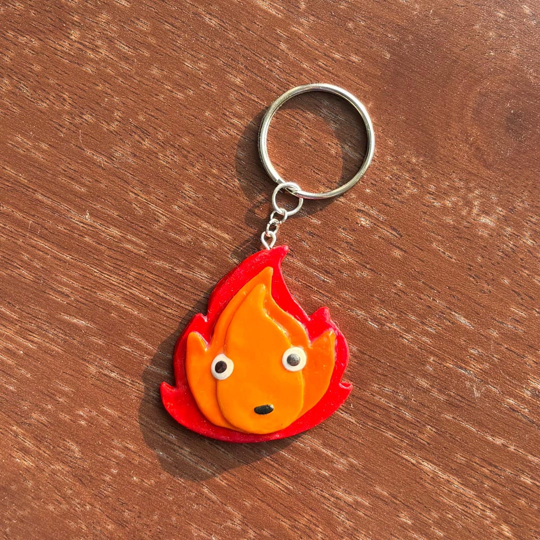 Calcifer From Howl’s Moving Castle Anime Fire Keychain Clay Sculpture ...