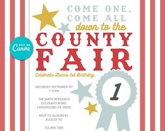 Personalized County Fair Birthday Banner | Custom Carnival Party Sign ...