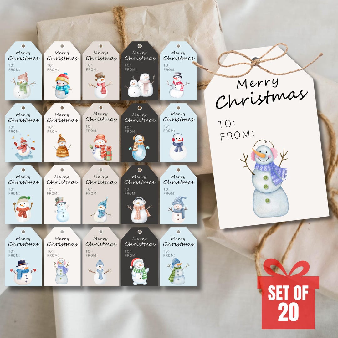 Printable Snowman Christmas Gift Tags PDF File Letter Size - Etsy