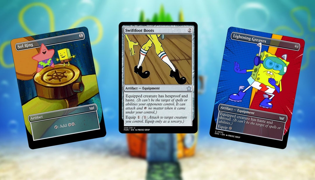MTG Proxy Commander Spongebob Essentials - Sol Ring / Lightning Greaves ...