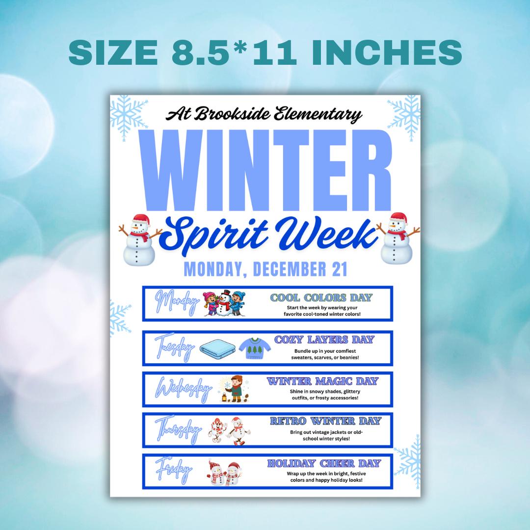 Winter Spirit Week Flyer Template | Editable Canva Holiday School Flyer ...