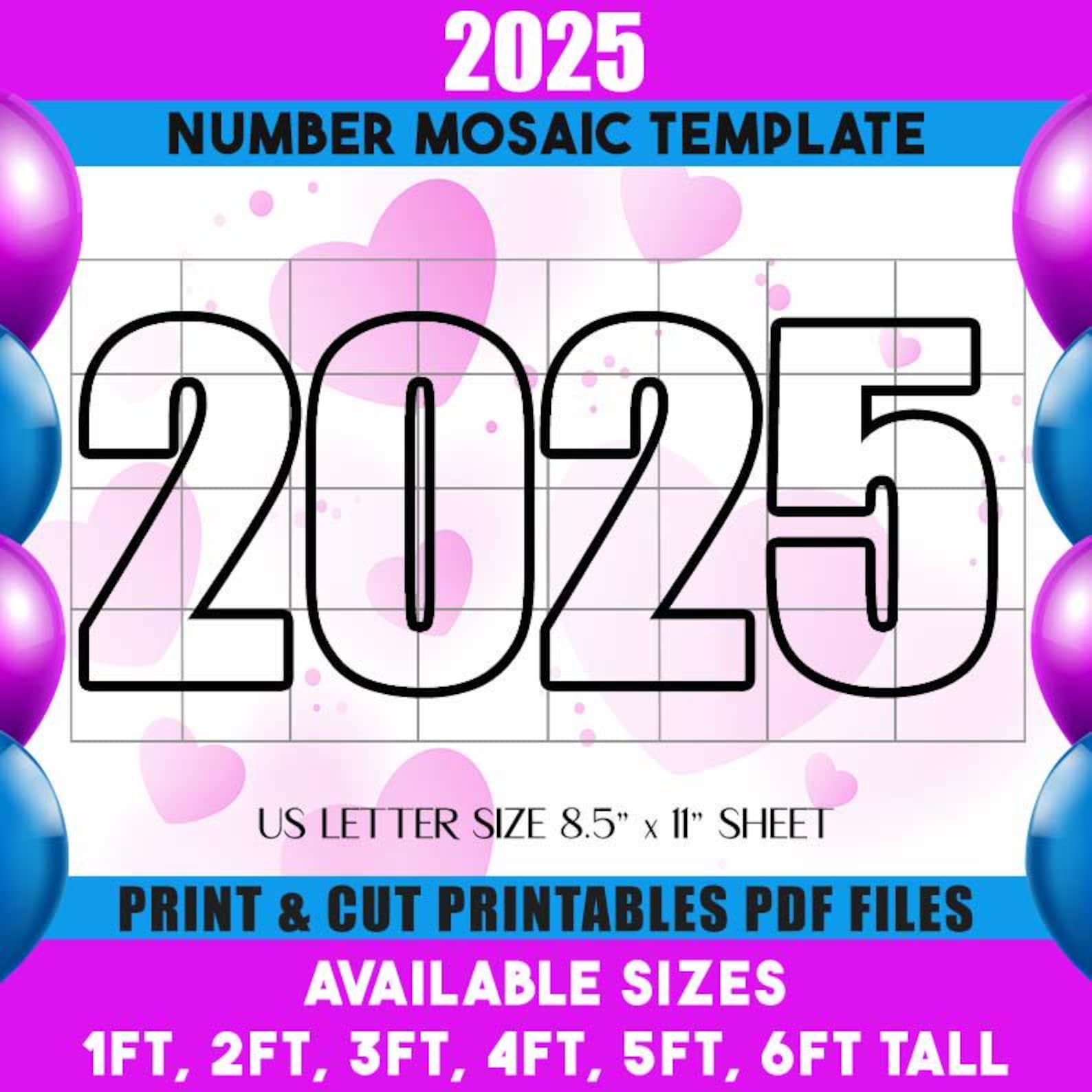 2025 Numbers Mosaic Template, New Year Mosaic 2025, College Year 2025 ...
