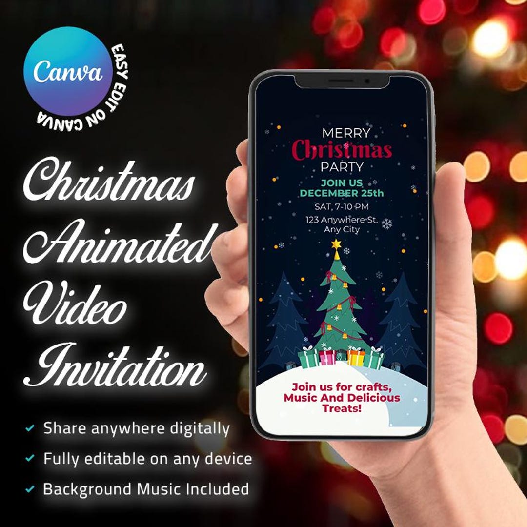 Animated Christmas Invitation, Editable Christmas Celebration Template ...