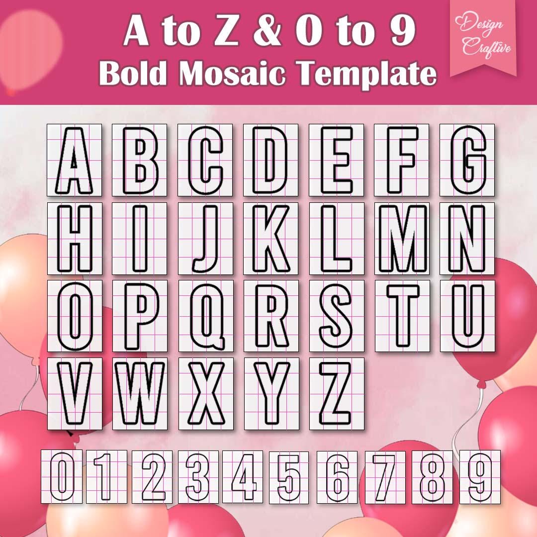 A-Z Letters and 0-9 Numbers Mosaic, Bold Letters & Numbers, Mosaic From ...