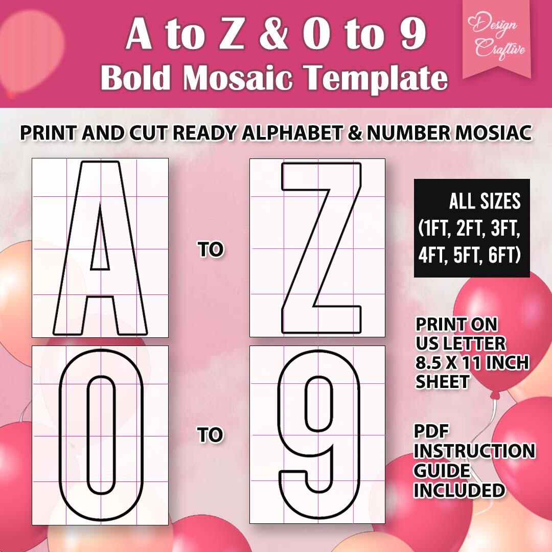 A-Z Letters and 0-9 Numbers Mosaic, Bold Letters & Numbers, Mosaic From ...