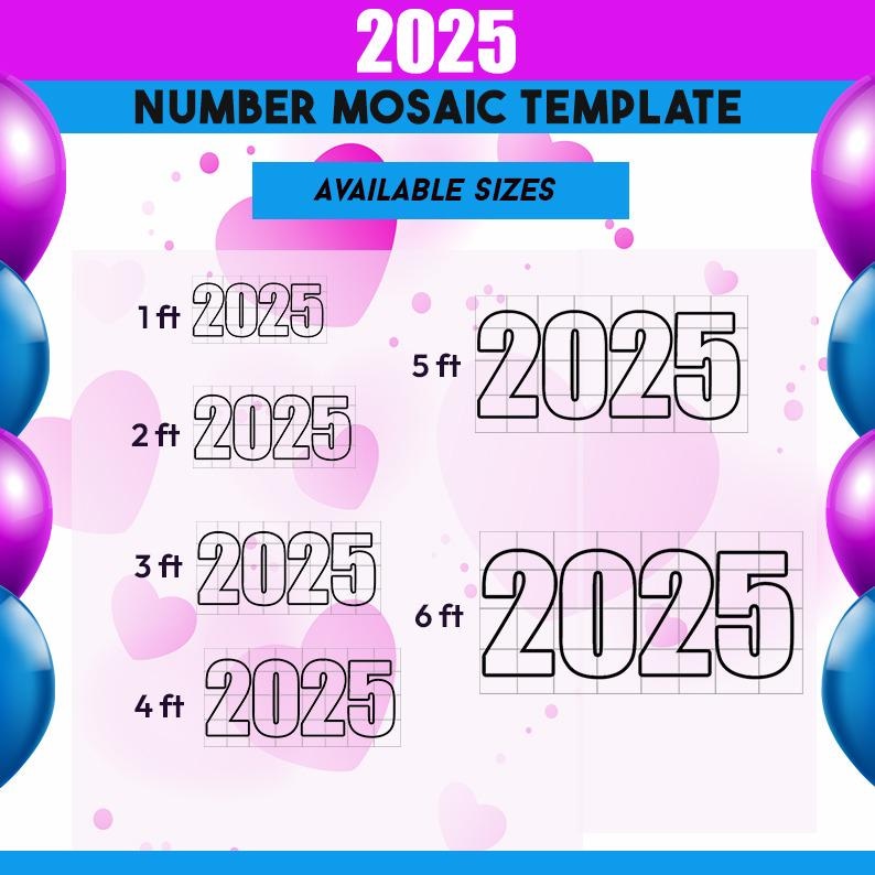 2025 Numbers Mosaic Template, New Year Mosaic 2025, College Year 2025 ...