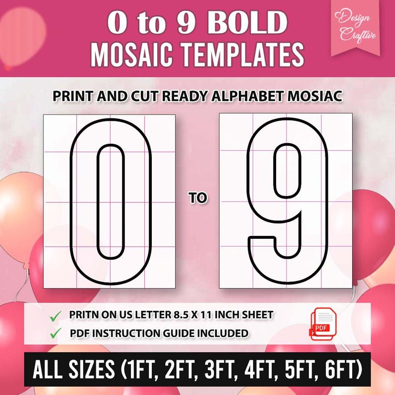 All Number Mosaic From Balloons, Bold Numbers, Balloon Mosaic, 0-9 All ...