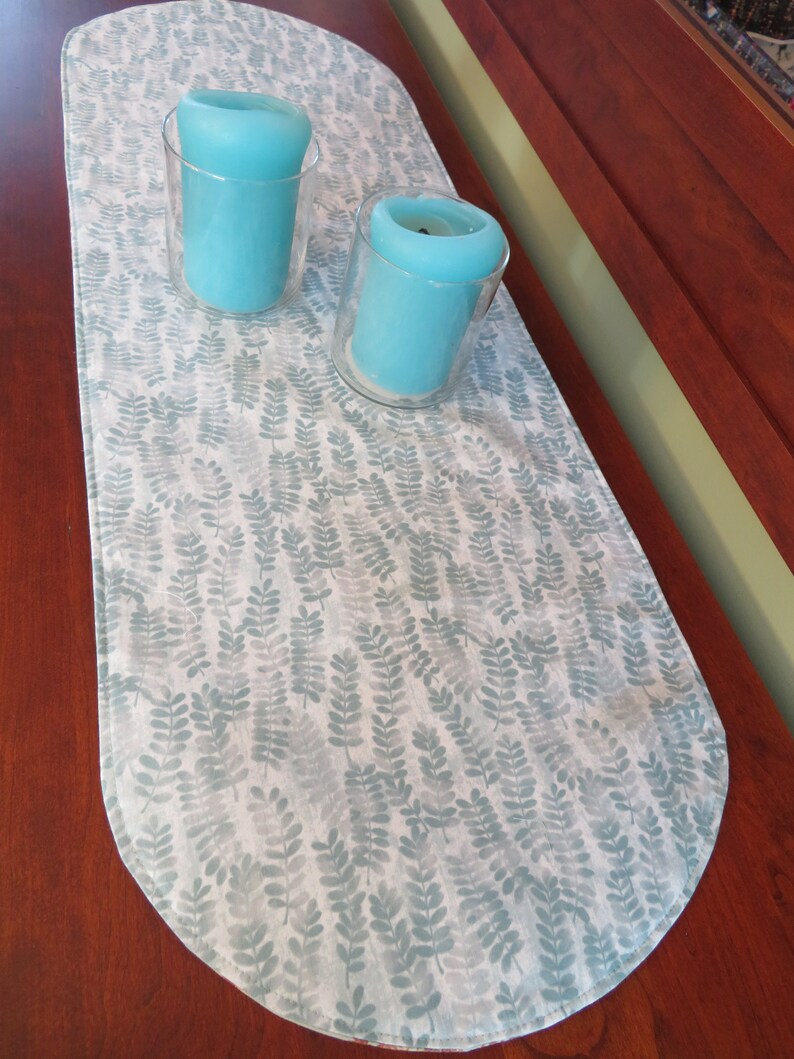 36 Aqua Floral Table Runner Reversible Neutral Table - Etsy