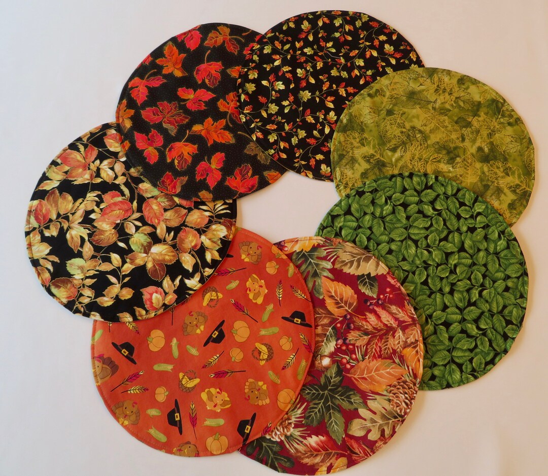 Single Fall/autumn 11" Circular Placemat/centerpiece Reversible Round ...